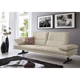 2,5-Sitzer W.Schillig "broadway, Designsofa mit tollem Sitzkomfort", grau (eisgrau z59), B:236cm H:94cm T:96cm, Longlife Xtra-Leder Z59: Glattleder mit modischer Pr&auml;gung. Hautst&auml;rke 0, 9 - 1, 1 mm, Sofas, Sitztiefenverstellung, Kopfteil- & Seitenteilverstellung, Breite 216cm