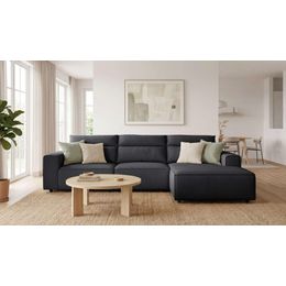 Ecksofa OTTO HOME "Jorrena, extra weicher Chenille-Stoff", dunkelgrau, B:316cm H:86cm T:166cm, 100% Polyester, Sofas, Ecksofa, L-Form, 3 Komfortstufen, Breite 316 cm, mit Wellenunterfederung