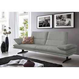 2,5-Sitzer W.Schillig "broadway, Designsofa mit tollem Sitzkomfort", grau (grau s37), B:236cm H:94cm T:96cm, Stoff S37 (100% Polyester): Luxus-Microfaser in Lederoptik, Sofas, Sitztiefenverstellung, Kopfteil- & Seitenteilverstellung, Breite 216cm