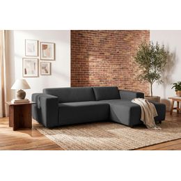 Ecksofa OTTO HOME "Jellon kompakte Eckcouch", dunkelgrau, B:232cm H:70cm T:157cm, 100% PES, Sofas, Ecksofa, Breite 232 cm, L-Form, Chenille, mit Welleunterfederung