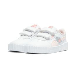 Sneaker Puma "CARINA 3.0 FLORAL V INF", M&auml;dchen, Gr. 22, Puma wei&szlig;, jasmine flower, seafoam, Synthetik, unifarben, Schuhe Sneaker, f&uuml;r Kinder, sportlicher Stil, mit Klettverschluss