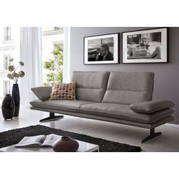 2,5-Sitzer W.Schillig "broadway, Designsofa mit tollem Sitzkomfort", grau (grau s22), B:236cm H:94cm T:96cm, Flachgewebe S22 (100% Polyester), Sofas, Sitztiefenverstellung, Kopfteil- & Seitenteilverstellung, Breite 216cm