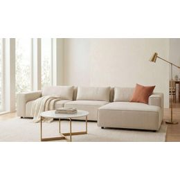 Ecksofa OTTO HOME "Jorrena, extra weicher Chenille-Stoff", beige, B:346cm H:73cm T:166cm, 100% Polyester, Sofas, Ecksofa, L-Form, 3 Komfortstufen, Breite 346 cm, mit Wellenunterfederung
