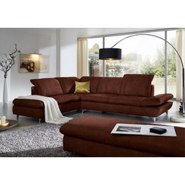 Ecksofa W.Schillig "Taoo, elegant und zeitlos, bequem, L-Form, Breite 296cm", braun (copper s41), B:296cm H:84cm T:242cm, Longlife fabric Velourgewebe S41 (100% Polyester), Sofas, Ecksofa, mit Sitziefenverstellung & Kopfteilverstellung