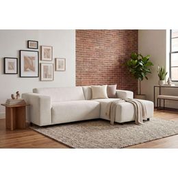 Ecksofa OTTO HOME "Jellon kompakte Eckcouch", creme, B:232cm H:70cm T:157cm, 100% PES, Sofas, Ecksofa, Breite 232 cm, L-Form, Chenille, mit Welleunterfederung