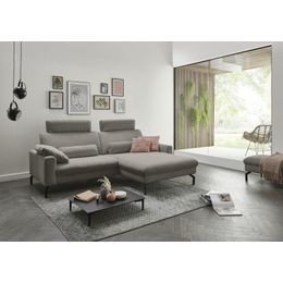 Ecksofa DIE PLANBAR "ZE-EM20028 L-Form, Breite 248 cm", feincord grau, B:248cm T:179cm, 95% Polyester;5% Nylon, Sofas, Ecksofa, wahlweise mit Kopfst&uuml;tzen und Sitztiefenverstellung