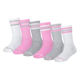 Sportsocken Converse "CHN BASIC WORDMARK CREW 6PK", M&auml;dchen, Gr. 38/40 (11), rosa (Converse pink), Obermaterial: 97% Polyester, 3% Elasthan, Socken Sportsocken, f&uuml;r Kinder und Jugendliche, 6 Paar im Mehrfachpack
