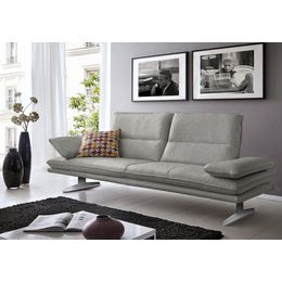 2,5-Sitzer W.Schillig "broadway Designsofa mit hohem Sitzkomfort", grau (steel s22), B:236cm H:94cm T:96cm, Flachgewebe S22 (100% Polyester), Sofas, Sitztiefenverstellung, Kopfteil- & Seitenteilverstellung, Breite 236cm