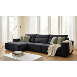 Ecksofa OTTO HOME "Jorrena, extra weicher Chenille-Stoff", dunkelgrau, B:346cm H:86cm T:166cm, 100% Polyester, Sofas, Ecksofa, L-Form, 3 Komfortstufen, Breite 346 cm, mit Wellenunterfederung