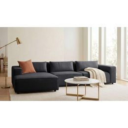 Ecksofa OTTO HOME "Jorrena, extra weicher Chenille-Stoff", dunkelgrau, B:346cm H:73cm T:166cm, 100% Polyester, Sofas, Ecksofa, L-Form, 3 Komfortstufen, Breite 346 cm, mit Wellenunterfederung