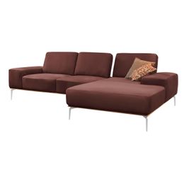 Ecksofa W.Schillig "run, Designsofa mit tollem Sitzkomfort, L-Form", rot (rosso marone z73), B:279cm H:88cm T:178cm, Longlife Xtra-Leder Z73: Naturwalkleder der Luxusklasse aus den erlesensten Rohh&auml;uten. Hautst&auml;rke 1, 1 &ndash; 1, 3 mm;ROHLEDER Jacquard-Flachgewebe Q2 W60 (63% Polyester, 37% Polyacryl);ROHLEDER Chenille-Flachgewebe Q2 W77 (68% Polyacryl, 32% Polyester);Stoff S37 (100% Polyester), Sofas,