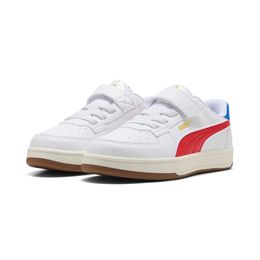 Sneaker Puma "CAVEN 2.0 RETRO AC+ PS", M&auml;dchen, Gr. 30, wei&szlig; (Puma wei&szlig;, for all time rot, gum), Synthetik, Schuhe Sneaker, f&uuml;r Kinder, sportlicher Stil, mit Gummilaufsohle