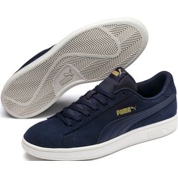 Sneaker Puma "Puma Smash v2", Damen, Gr. 45, navy, Leder, Synthetik, Schuhe Sneaker, f&uuml;r vielseitige Aktivit&auml;ten, atmungsaktiv, mit Schn&uuml;rung