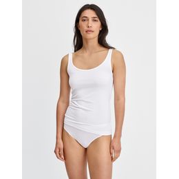 Shirttop Calida "Essential Cotton", Damen, Gr. L (48/50), wei&szlig;, Single Jersey, Obermaterial: 95% Baumwolle, 5% Elasthan, figurbetont h&uuml;ftlang, Rundhals, Tops Shirttop, Baumwoll-Mix, Single Jersey, elastisch, Rundhalsausschnitt