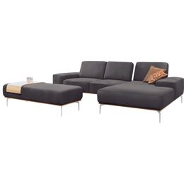 Ecksofa W.Schillig "run, Designsofa mit tollem Sitzkomfort, L-Form", grau (anthrazit w82), B:279cm H:88cm T:178cm, Longlife Xtra-Leder Z73: Naturwalkleder der Luxusklasse aus den erlesensten Rohh&auml;uten. Hautst&auml;rke 1, 1 &ndash; 1, 3 mm;ROHLEDER Jacquard-Flachgewebe Q2 W60 (63% Polyester, 37% Polyacryl);ROHLEDER Chenille-Flachgewebe Q2 W77 (68% Polyacryl, 32% Polyester);Stoff S37 (100% Polyester), Sofas, E