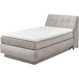 Boxspringbett "Fairfield", beige, B:126cm L:242cm, 92% Polyester, 8% Nylon, SET ONE BY Musterring, Komplettbetten, Boxspringbett, mit Bettkasten, Kopfteil in Kassettenoptik, Breite 120 oder 140 cm, Topseller