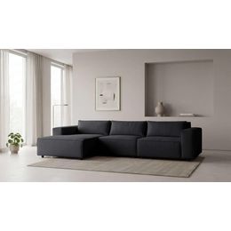Ecksofa OTTO HOME "Jorrena, extra weicher Chenille-Stoff", dunkelgrau, B:316cm H:73cm T:166cm, 100% Polyester, Sofas, Ecksofa, L-Form, 3 Komfortstufen, Breite 316 cm, mit Wellenunterfederung