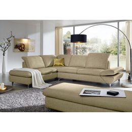 Ecksofa W.Schillig "Taoo, elegant und zeitlos, bequem, L-Form, Breite 296cm", braun (stone z59), B:296cm H:84cm T:242cm, Longlife Xtra-Leder Z59: Glattleder mit modischer Pr&auml;gung. Hautst&auml;rke 0, 9 - 1, 1 mm, Sofas, Ecksofa, mit Sitziefenverstellung & Kopfteilverstellung