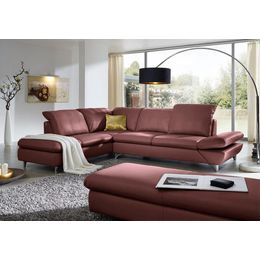 Ecksofa W.Schillig "Taoo, elegant und zeitlos, bequem, L-Form, Breite 296cm", rot (rosso marone z73), B:296cm H:84cm T:242cm, Longlife Xtra-Leder Z73: Naturwalkleder der Luxusklasse aus den erlesensten Rohh&auml;uten. Hautst&auml;rke 1, 1 &ndash; 1, 3 mm, Sofas, Ecksofa, mit Sitziefenverstellung & Kopfteilverstellung