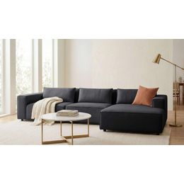 Ecksofa OTTO HOME "Jorrena, extra weicher Chenille-Stoff", dunkelgrau, B:346cm H:73cm T:166cm, 100% Polyester, Sofas, Ecksofa, L-Form, 3 Komfortstufen, Breite 346 cm, mit Wellenunterfederung