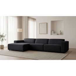 Ecksofa OTTO HOME "Jorrena, extra weicher Chenille-Stoff", dunkelgrau, B:346cm H:73cm T:166cm, 100% Polyester, Sofas, Ecksofa, L-Form, 3 Komfortstufen, Breite 346 cm, mit Wellenunterfederung