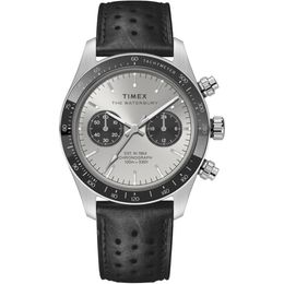 Chronograph Timex "WATERBURY HERITAGE", schwarz, Armbanduhren, Herren, Chronograph, Quarzuhr, Armbanduhr, Herrenuhr,Lederarmband,Stoppfunktion