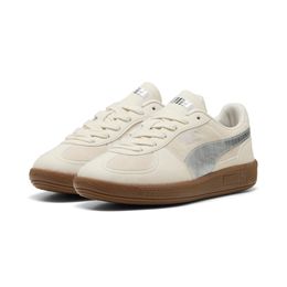 Sneaker Puma "PALERMO METALLIC SAFARI JR", Jungen, Gr. 35,5, alpine snow, Puma silber, Synthetik, unifarben, Schuhe Sneaker, f&uuml;r Jugendliche, atmungsaktives Textil-Innenmaterial, mit Schn&uuml;rung