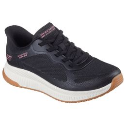 Slip-On Sneaker Skechers "BOBS SQUAD 4", Damen, Gr. 35, schwarz (schwarz wei&szlig;), Mesh, Synthetik, Schuhe, Slipper, Freizeitschuh, Halbschuh mit Memory Foam, Topseller