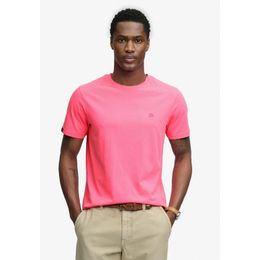 Rundhalsshirt Superdry "CLASSIC ESSENTIAL NEON TEE", Damen, Gr. L, punch pink, Single Jersey, Obermaterial: 100% Baumwolle, unifarben, relaxed fit normal, Rundhals, Shirts Rundhalsshirt