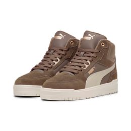 Sneaker Puma "SHUFFLE DOWNTOWN MID WTR", Herren, Gr. 44,5, gold (flat bronze, desert dust, Puma gold), Leder, Schuhe Sneaker, kn&ouml;chelhoher Schnitt, aus Leder, mit Schn&uuml;rverschluss