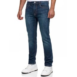 Regular-fit-Jeans INDICODE "INPittsburg", Herren, Gr. 28, L&auml;nge 32, blau (dunkelblau), Denim/Jeans, Obermaterial: 98% Baumwolle, 2% Elasthan, Abriebeffekte, slim fit, Jeans