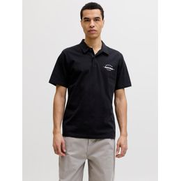 Jack & Jones Poloshirt JACK & JONES "JJBRANDON POLO SS", Herren, Gr. L, schwarz, Jersey, Obermaterial: 100% Baumwolle, bedruckt, regular fit, Shirts