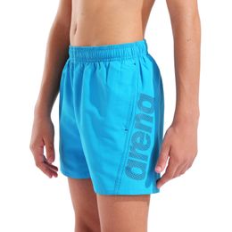 Badeshorts arena "FUNDAMENTALS arena LOGO JR BOXER R", Jungen, Gr. 128 (122), N-Gr, turquoise, navy, Obermaterial: 100% Polyester, Badehosen Badeshorts, f&uuml;r Kinder, mit Seitentaschen, mit Mesh-Innenslip, schnelltrocknend