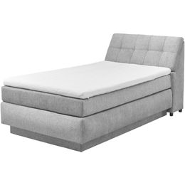 Boxspringbett "Fairfield", grau (hellgrau), B:126cm L:242cm, 92% Polyester, 8% Nylon, SET ONE BY Musterring, Komplettbetten, Boxspringbett, mit Bettkasten, Kopfteil in Kassettenoptik, Breite 120 oder 140 cm