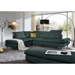 Ecksofa W.Schillig "Taoo, elegant und zeitlos, bequem, L-Form, Breite 296cm", blau (niagara s41), B:296cm H:84cm T:242cm, Longlife fabric Velourgewebe S41 (100% Polyester), Sofas, Ecksofa, mit Sitziefenverstellung & Kopfteilverstellung