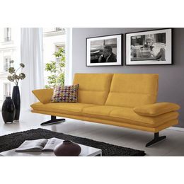 2,5-Sitzer W.Schillig "broadway, Designsofa mit tollem Sitzkomfort", gelb (kurkuma z69), B:236cm H:94cm T:96cm, Longlife Xtra-Leder Z69: Das feinnarbige, gedeckte Softleder Z69 besticht durch seine au&szlig;ergew&ouml;hnliche Weichheit im trendigen &raquo;Vintage-Look&laquo;, Hautst&auml;rke 0, 9 - 1, 1 mm, Sofas, Sitztiefenverstellung, Kopfteil- & Seitenteilverstellung, Breite 216cm