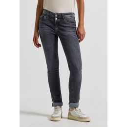 Comfort-fit-Jeans Street One, Damen, Gr. 34, L&auml;nge 28, schwarz steel grau washed, Jeans, 82% Baumwolle, 15% Polyester, 3% Elasthan, unifarben, lang, Jeans, in grauer Waschung