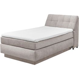 Boxspringbett "Fairfield", grau, B:126cm L:242cm, 92% Polyester, 8% Nylon, SET ONE BY Musterring, Komplettbetten, Boxspringbett, mit Bettkasten, Kopfteil in Kassettenoptik, Breite 120 oder 140 cm