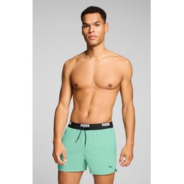 Badeshorts Puma "Puma SWIM MEN TRACK SHORT SHORTS", Gr. XL, N-Gr, mint jelly, Microfaser, Obermaterial: 100% Polyester, Badehosen Badeshorts, mit Gummizug und Bindekordel