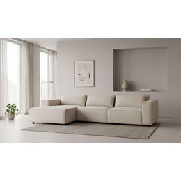 Ecksofa OTTO HOME "Jorrena, extra weicher Chenille-Stoff", beige, B:316cm H:73cm T:166cm, 100% Polyester, Sofas, Ecksofa, L-Form, 3 Komfortstufen, Breite 316 cm, mit Wellenunterfederung