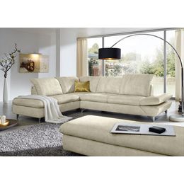 Ecksofa W.Schillig "Taoo, elegant und zeitlos, bequem, L-Form, Breite 296cm", beige (natural s41), B:296cm H:84cm T:242cm, Longlife fabric Velourgewebe S41 (100% Polyester), Sofas, Ecksofa, mit Sitziefenverstellung & Kopfteilverstellung