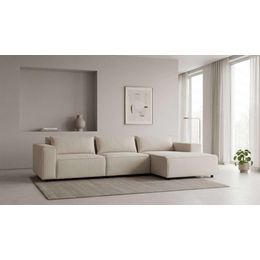Ecksofa OTTO HOME "Jorrena, extra weicher Chenille-Stoff", beige, B:316cm H:73cm T:166cm, 100% Polyester, Sofas, Ecksofa, L-Form, 3 Komfortstufen, Breite 316 cm, mit Wellenunterfederung