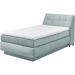 Boxspringbett "Fairfield", blau (hellblau), B:126cm L:242cm, 92% Polyester, 8% Nylon, SET ONE BY Musterring, Komplettbetten, Boxspringbett, mit Bettkasten, Kopfteil in Kassettenoptik, Breite 120 oder 140 cm, Topseller