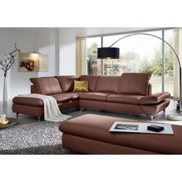 Ecksofa W.Schillig "Taoo, elegant und zeitlos, bequem, L-Form, Breite 296cm", rot (blush z73), B:296cm H:84cm T:242cm, Longlife Xtra-Leder Z73: Naturwalkleder der Luxusklasse aus den erlesensten Rohh&auml;uten. Hautst&auml;rke 1, 1 &ndash; 1, 3 mm, Sofas, Ecksofa, mit Sitziefenverstellung & Kopfteilverstellung