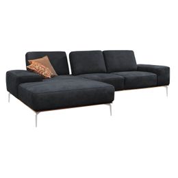 Ecksofa W.Schillig "run, Designsofa mit tollem Sitzkomfort, L-Form", schwarz (nachtschwarz z73), B:279cm H:88cm T:178cm, Longlife Xtra-Leder Z73: Naturwalkleder der Luxusklasse aus den erlesensten Rohh&auml;uten. Hautst&auml;rke 1, 1 &ndash; 1, 3 mm;ROHLEDER Jacquard-Flachgewebe Q2 W60 (63% Polyester, 37% Polyacryl);ROHLEDER Chenille-Flachgewebe Q2 W77 (68% Polyacryl, 32% Polyester);Stoff S37 (100% Polyester), So