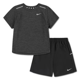 T-Shirt & Shorts Nike Sportswear "NKB K NK DF MILER SS TOP SHORT", Jungen, Gr. 116 (6), schwarz, Obermaterial: 100% Polyester, KOB Set-Artikel, f&uuml;r vielseitige Aktivit&auml;ten, leichtes Material, pflegeleicht