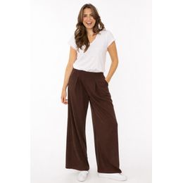 Bundfaltenhose Zwillingsherz "Bundfalten", Damen, Gr. S/M, N-Gr, braun, Web, Obermaterial: 95% Polyester, 5% Elasthan, Hosen