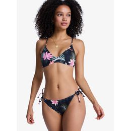 Triangel-Bikini Roxy "PARADISE FLEUR ATHLETIC CHEEKY", Damen, Gr. M (38), N-Gr, anthrazit paradise fleur swim, Obermaterial: 85% Polyester, 15% Elasthan, Bikini-Sets Triangel-Bikini, sportlicher Stil, bequeme Passform