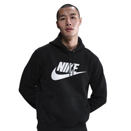 Kapuzensweatshirt Nike Sportswear "M NK CLUB BB PO GFX HOODIE", Damen, Gr. L, schwarz, schwarz,, Jersey, Obermaterial: 80% Baumwolle, 20% Polyester, normal, Rundhals, Sweatshirts, Rundhalsausschnitt, Kurzarm-Design, sportliche Passform