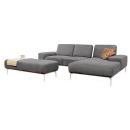Ecksofa W.Schillig "run, Designsofa mit tollem Sitzkomfort, L-Form", grau (grau w82), B:279cm H:88cm T:178cm, Longlife Xtra-Leder Z73: Naturwalkleder der Luxusklasse aus den erlesensten Rohh&auml;uten. Hautst&auml;rke 1, 1 &ndash; 1, 3 mm;ROHLEDER Jacquard-Flachgewebe Q2 W60 (63% Polyester, 37% Polyacryl);ROHLEDER Chenille-Flachgewebe Q2 W77 (68% Polyacryl, 32% Polyester);Stoff S37 (100% Polyester), Sofas, Ecksof